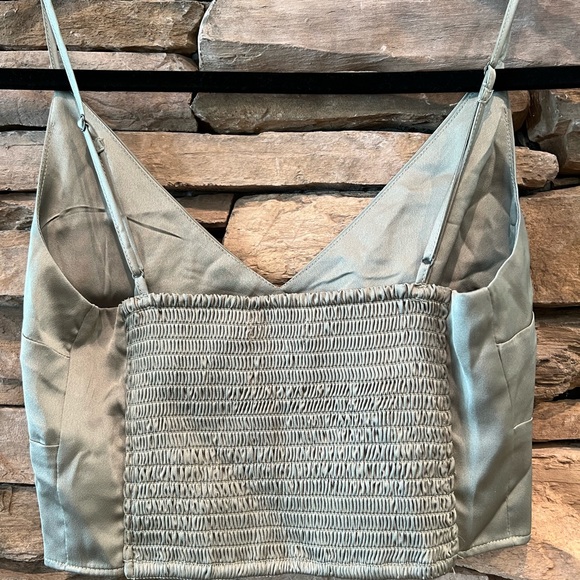 Tops | Sage Green Crop Top Blouse | Poshmark